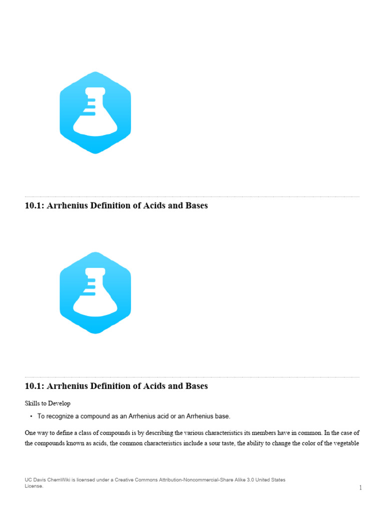 10.1 Arrhenius Definition of Acids and Bases | PDF | Acid | Hydroxide
