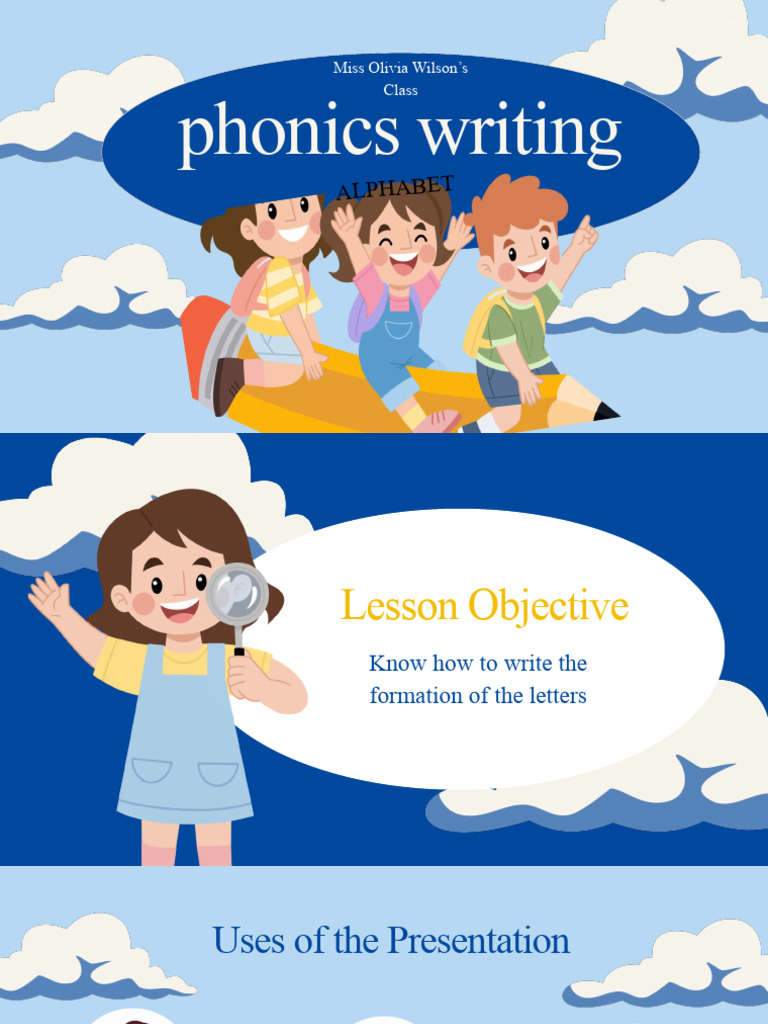 Phonics Handwriting Presentation in Blue Yellow Cartoon Fun Style | PDF