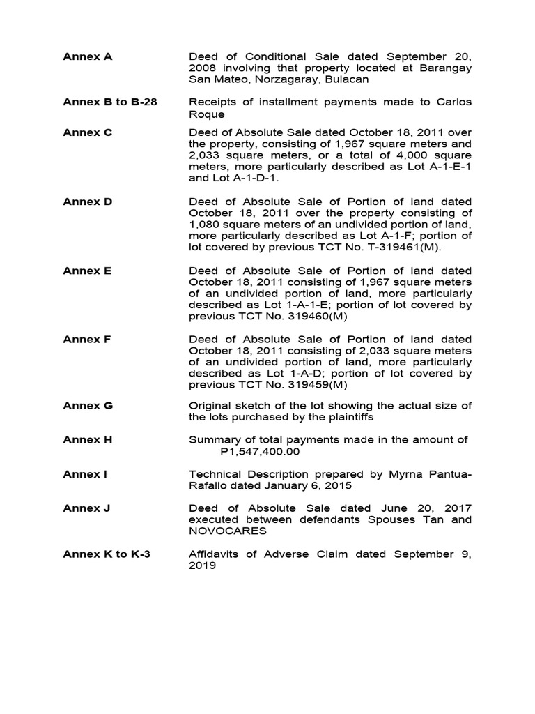 LIST OF EXHIBITS CASTILLO | PDF | Common Law | Environmental Law