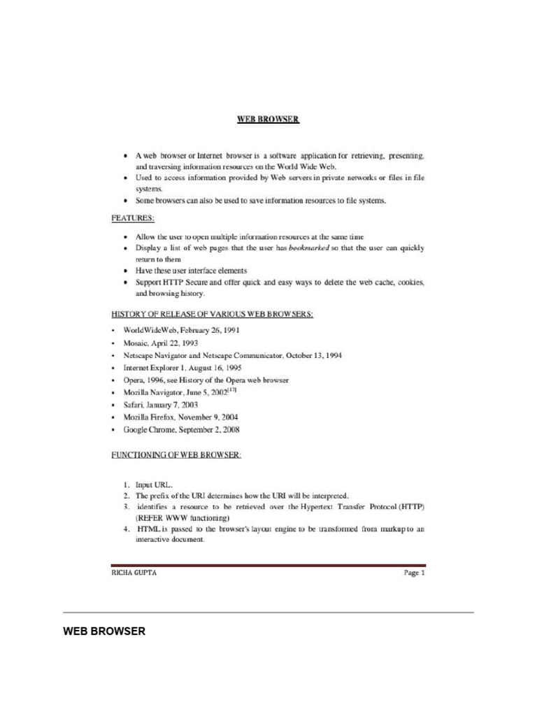 Overview of Web Browsers and Search Engines | PDF | World Wide Web ...