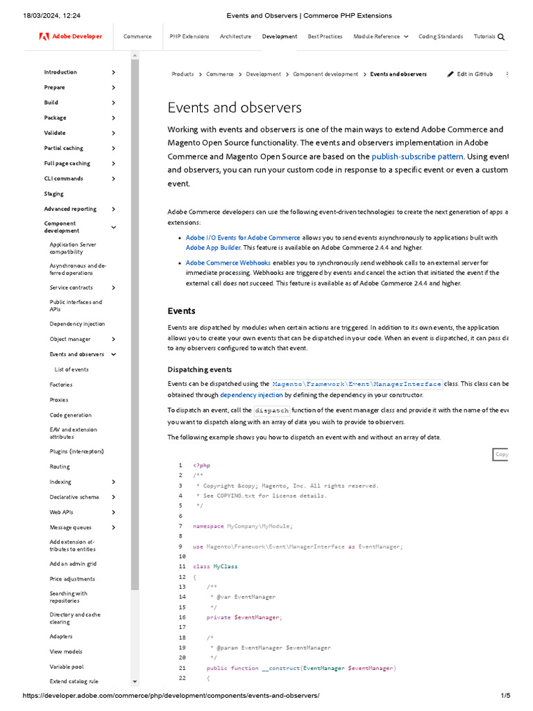 Events and Observers _ Commerce PHP Extensions | PDF | Php | Magento