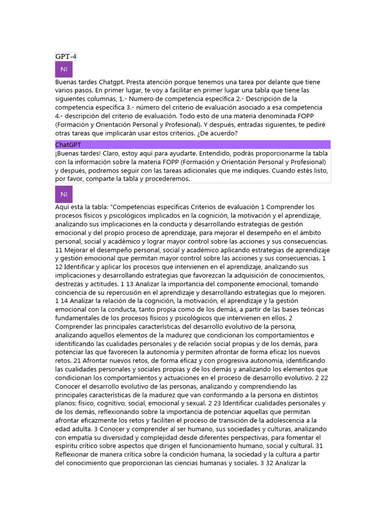 Competencias y Criterios FOPP | PDF | Aprendizaje | Sicología