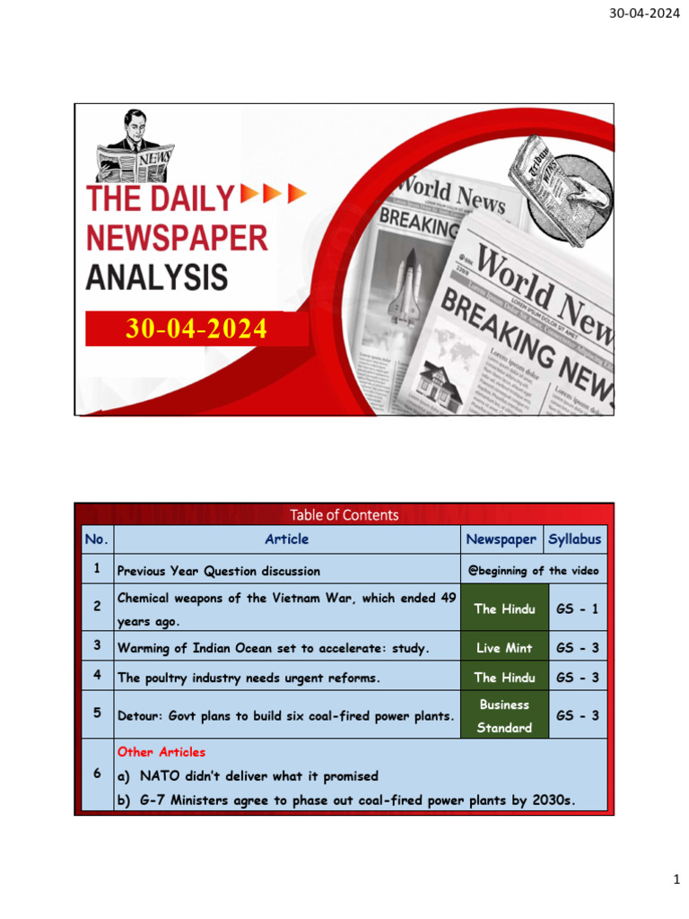 30-4-2024 Notes With Annotations | PDF | Newspaper Publishing | Journalism