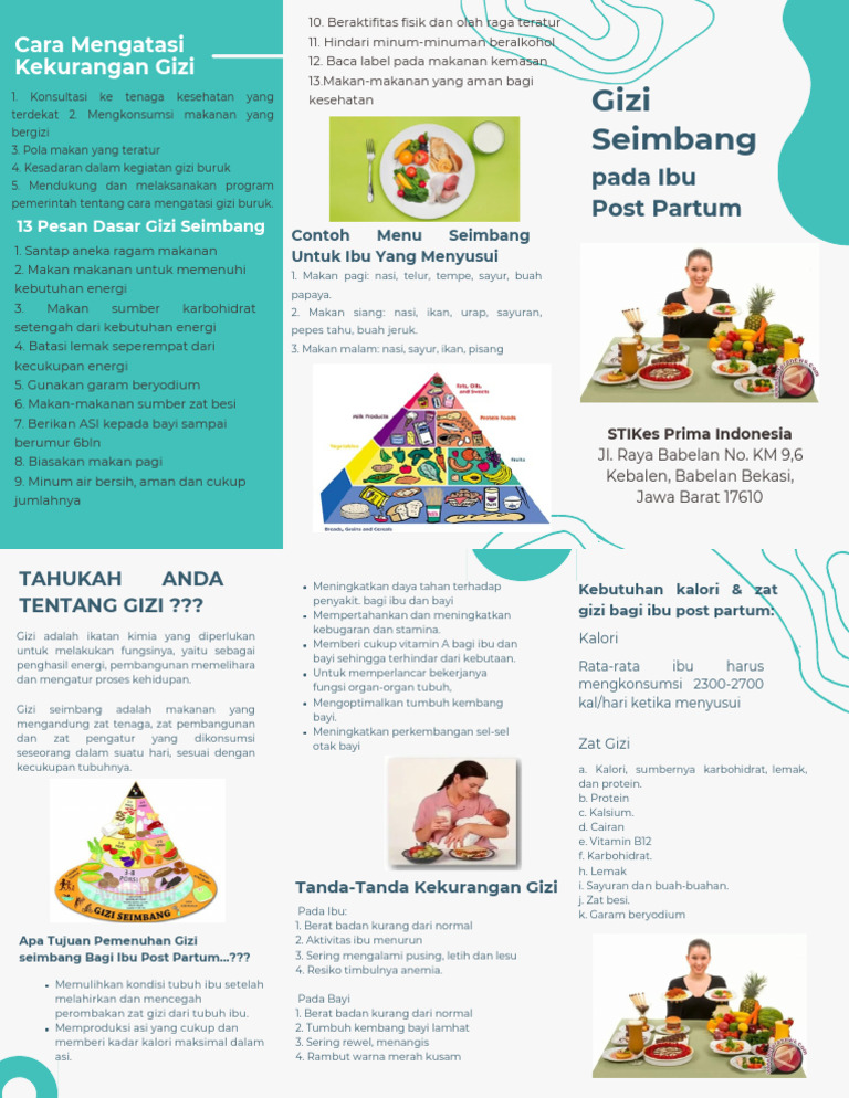 Leaflet-Gizi Ibu Post Partum 2 PDF | PDF