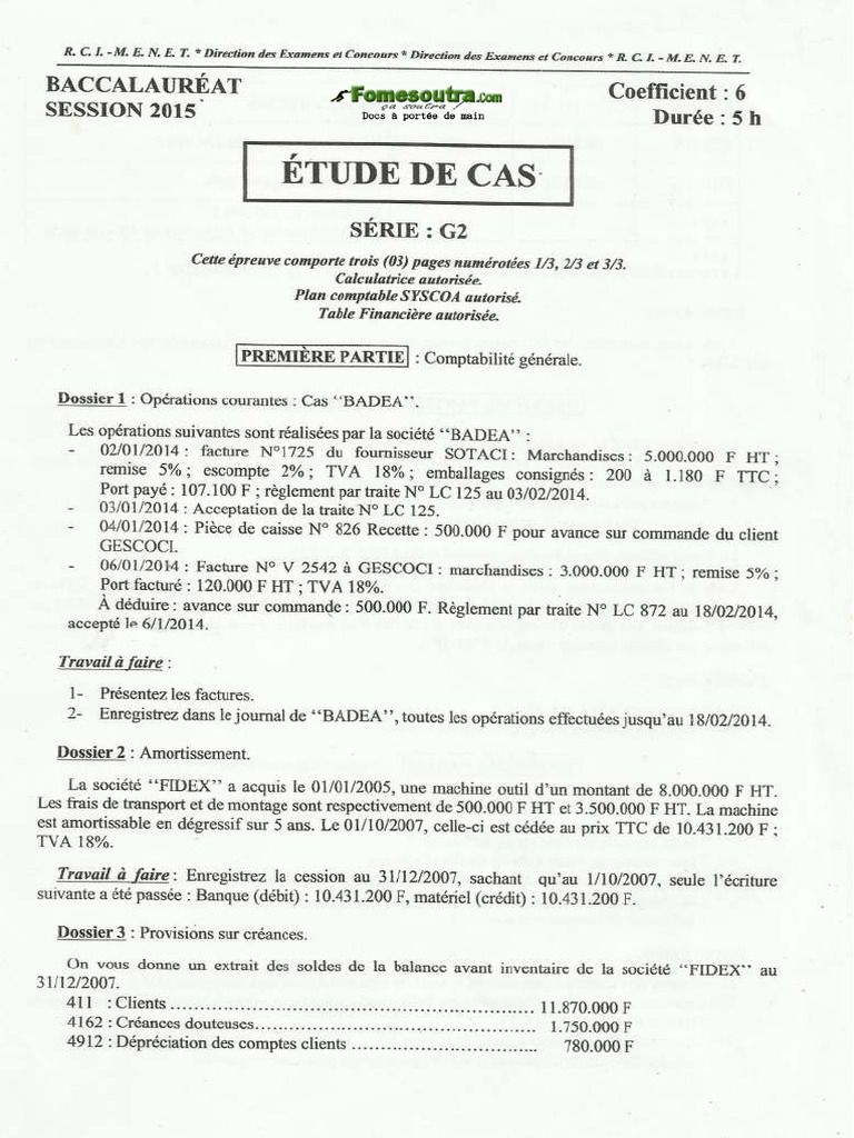 612a8f1814de6sujet Corrige D Etude de Cas Bac g2 2015 | PDF