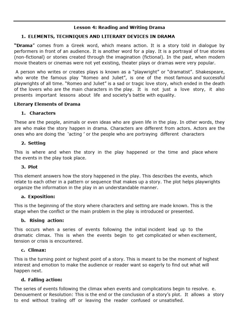 Reading and Writing Drama | PDF | Play (Theatre) | Monologue