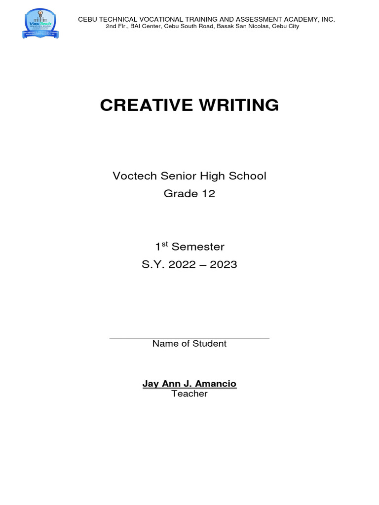 Creative Writing Course Overview | PDF | Metaphor | Idiom