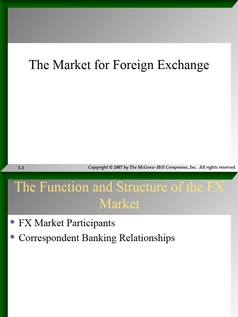 The Market For Foreign Exchange | PDF | Foreign Exchange Market | Exchange Rate