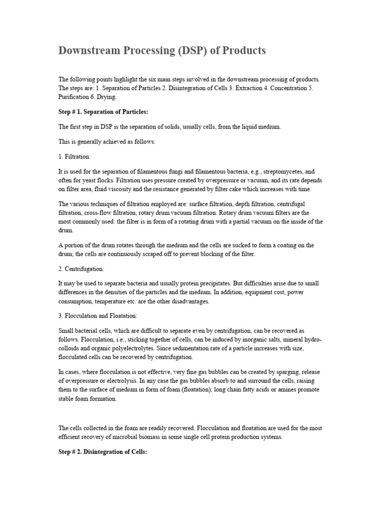 Downstream Processing (DSP) of Products | PDF | Protein Purification ...