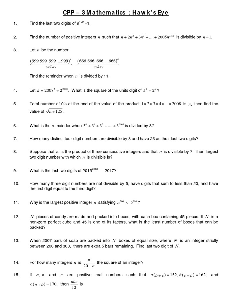 Hawk's Eye | Download Free PDF | Numbers | Number Theory