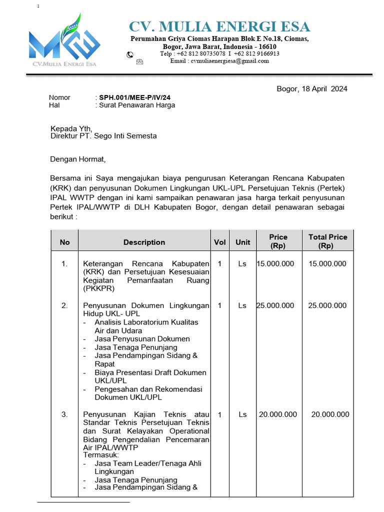 RAB PT. Sego 2024 | PDF