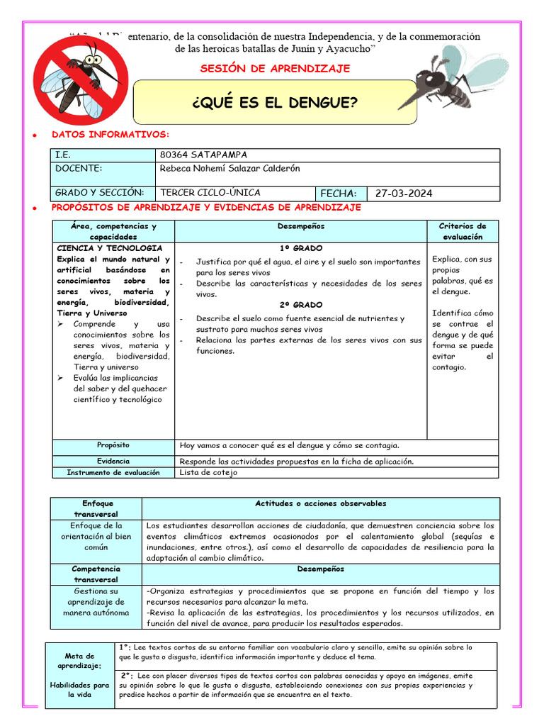 U1 S3 Sesion D3 CT Que Es El Dengue | PDF | Aprendizaje | Hipótesis U1 S3 Sesion D3 CT Que Es El Dengue | PDF | Aprendizaje | Hipótesis