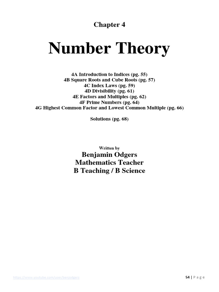 Chapter 4 Booklet - Number Theory | PDF | Multiplication | Elementary Mathematics