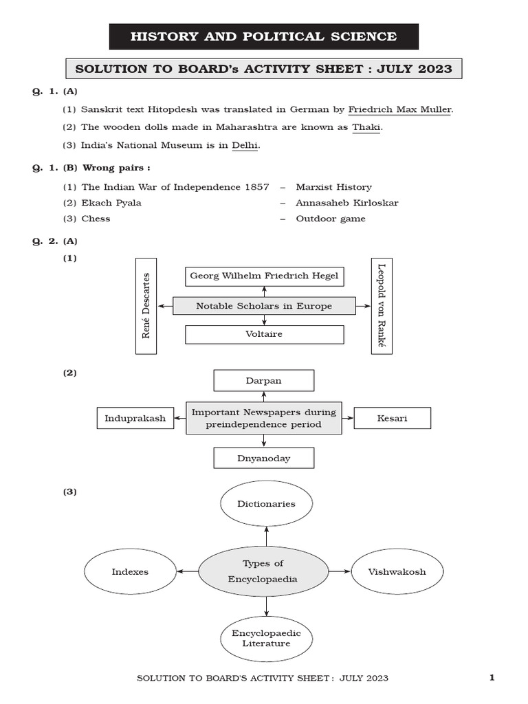History and Political Science: Solution To Board'S Activity Sheet: July ...