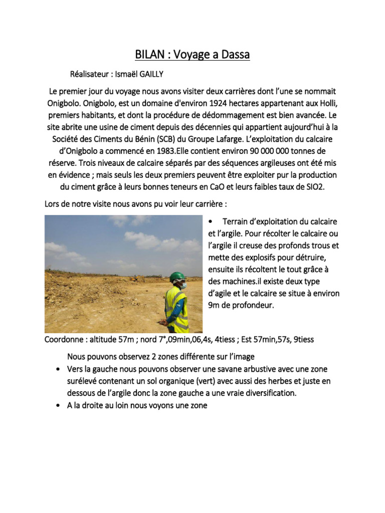 Bilan du Voyage Géologique à Dassa | PDF | Granit | Tectonique des plaques