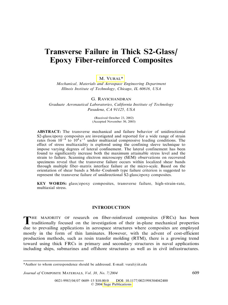 Vural Ravichandran 2004 Transverse Failure in Thick s2 Glass Epoxy ...