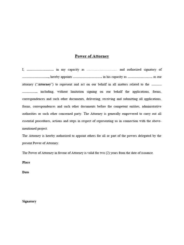 Sample Power of Attorney | PDF