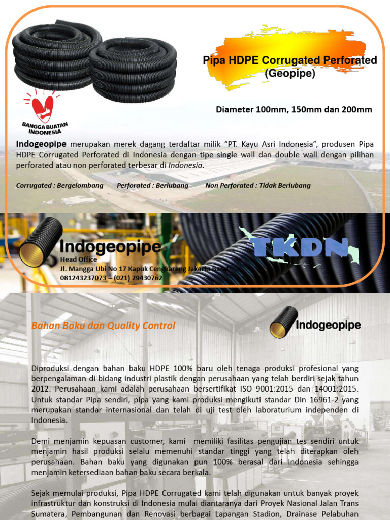 Katalog Pipa HDPE Corrugated 100-200mm 2023 | PDF