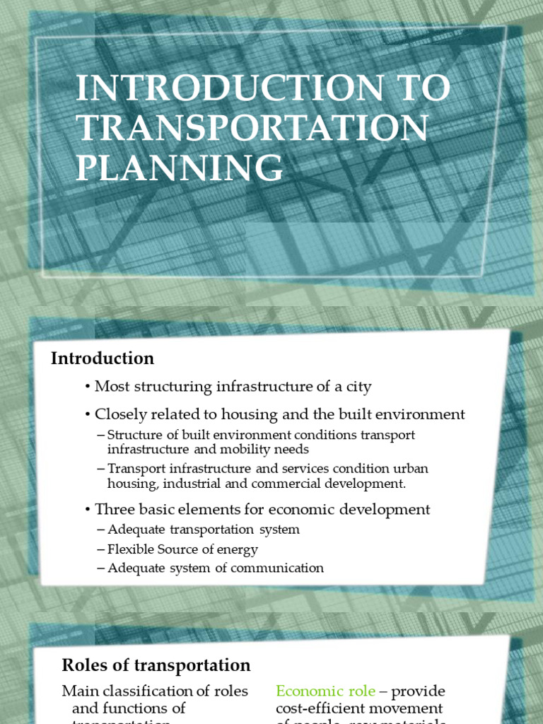 Transport Planning | PDF | Transport | Economies