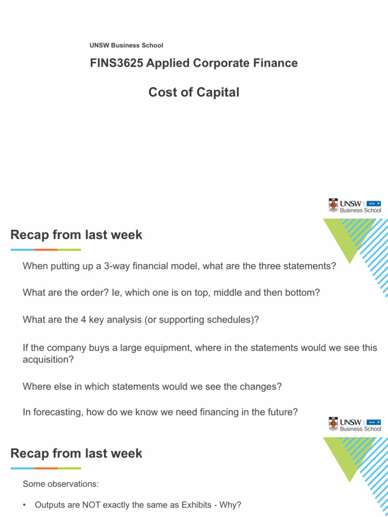 Week 2 Lecture Slides | PDF | Cost Of Capital | Investing Week 2 Lecture Slides | PDF | Cost Of Capital | Investing