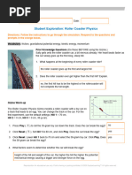 Roller Coaster Physics Activity Guide | PDF | Kinetic Energy ...