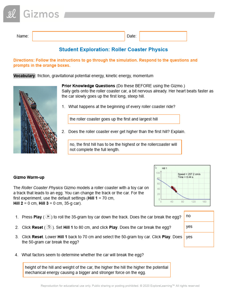 RollerCoasterSE | PDF | Kinetic Energy | Momentum