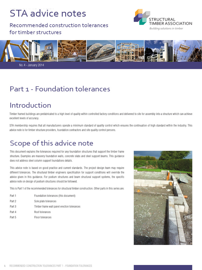 Advice Notes No4 - Tolerances Part 1 | PDF | Lumber | Foundation ...