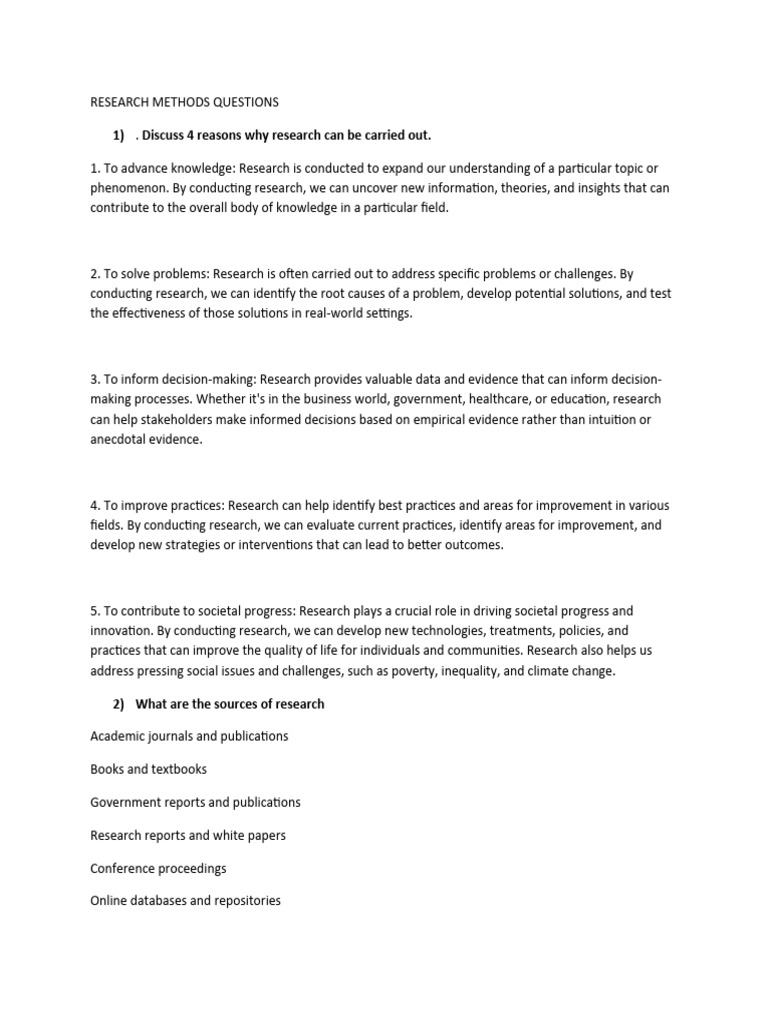 Research Methods Questions | Download Free PDF | Methodology | Knowledge