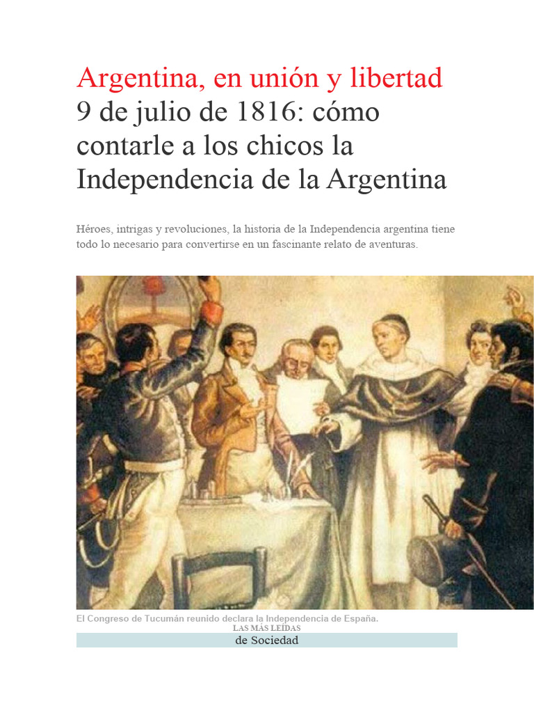 Independencia Argentina para Niños | PDF | Argentina