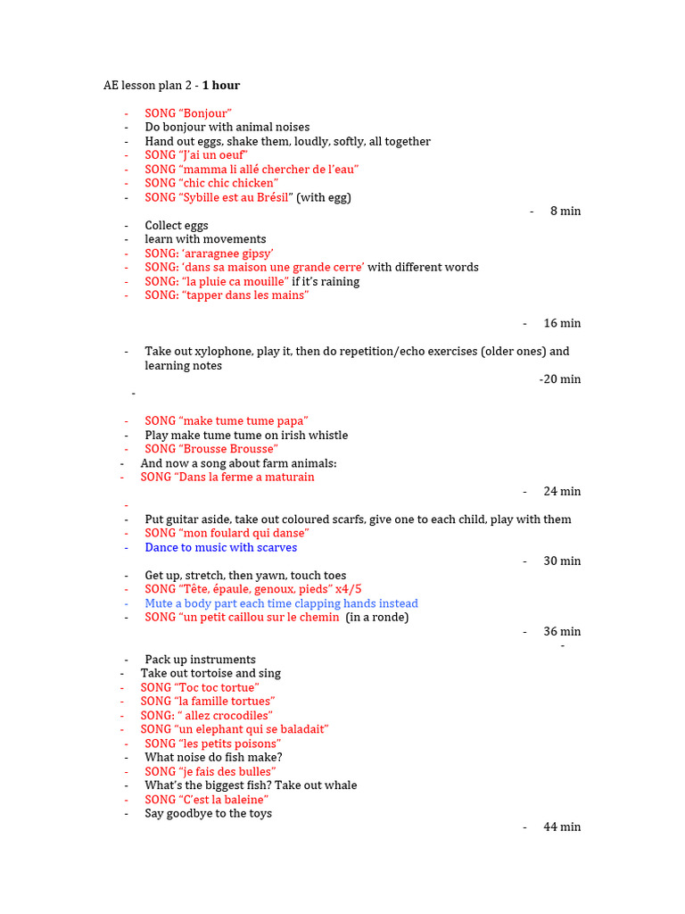 Eveil Musical Lesson Plan 2 | PDF