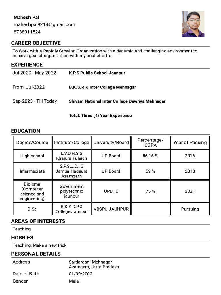 Resume CV Format1 | PDF