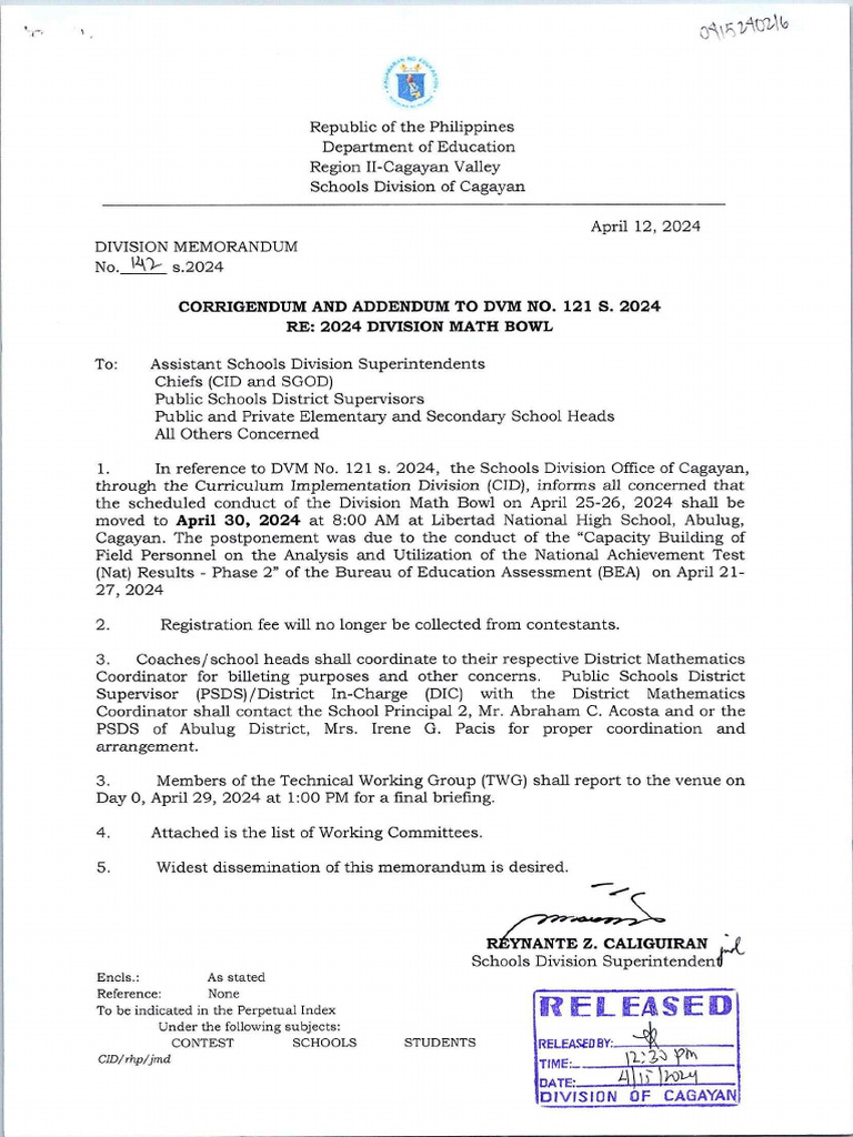 DVM No. 142 S. 2024 Corrigendum and Addendum To DVM No. 121 S. 2024 | PDF