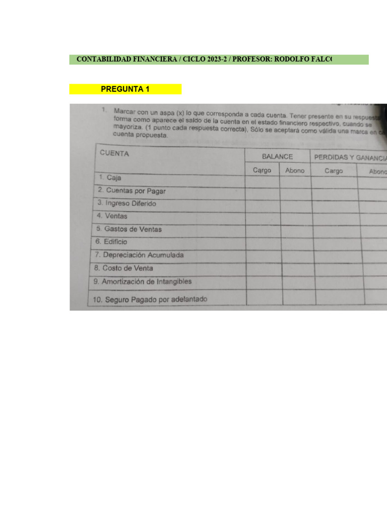 Solucionario, Contabilidad Financiera PC1 2023-2 | Descargar gratis PDF | Depreciación ...