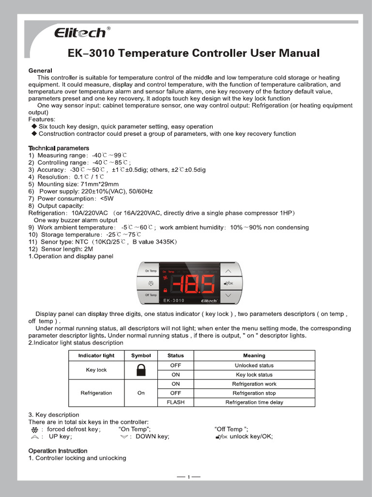 EK-3000-Manual - Temperature Control | PDF