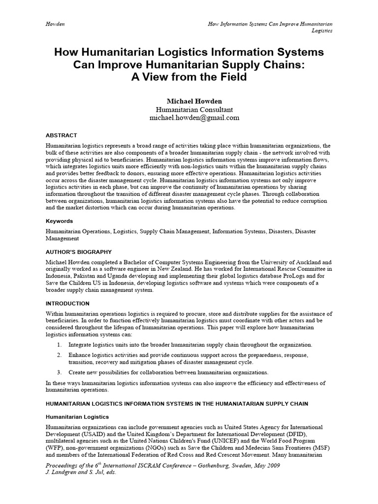 How Humanitarian Logistics Information Systems Can Improve | PDF ...