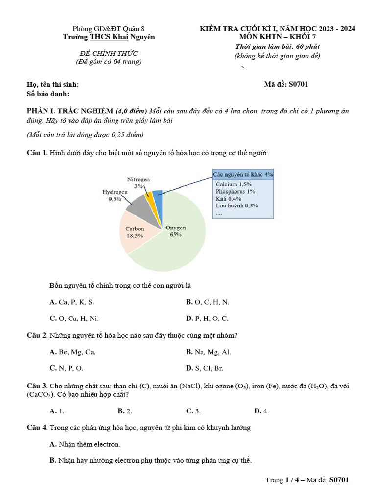 Isp KHTN 7 Dethi Hki 2324-s0701 Khai Nguyen Thcs | PDF