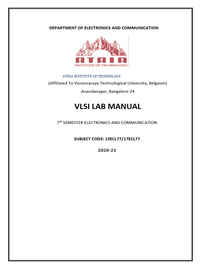 17ecl77 - Vlsi Lab (Atria) | PDF | Logic Synthesis | Hardware Description Language