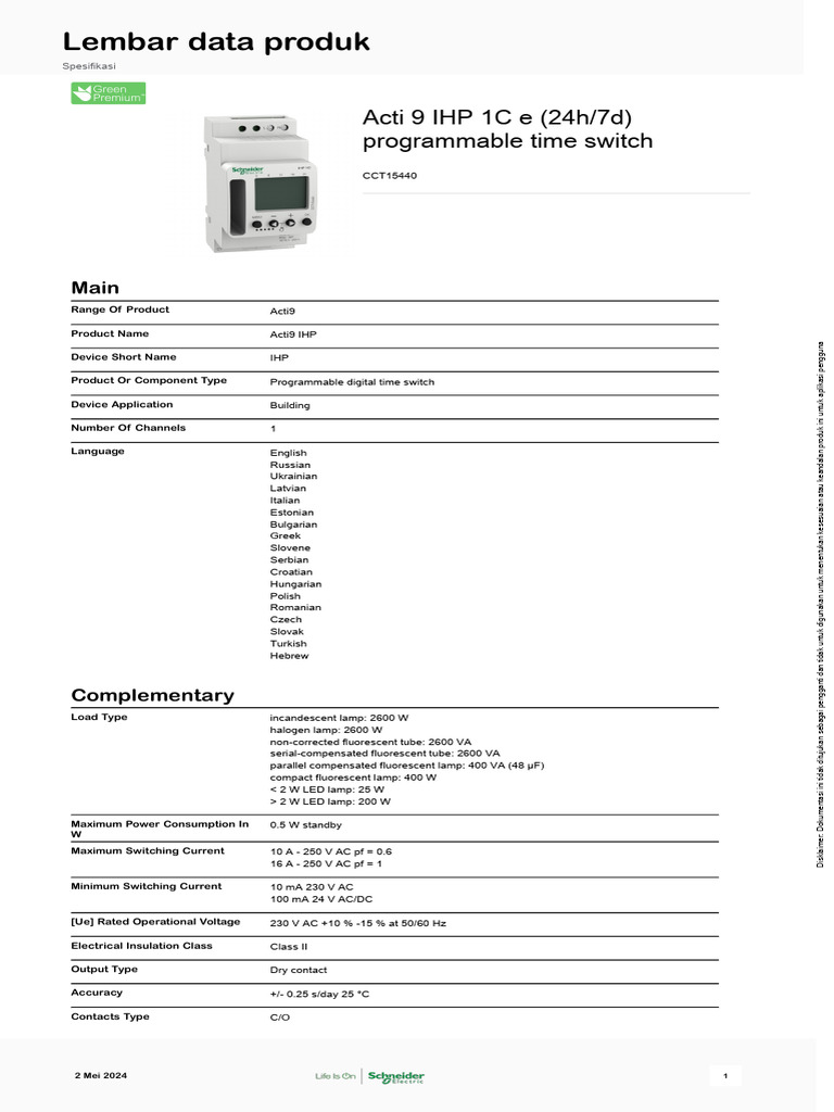 Schneider Electric IH-IHP-ITA CCT15440 | PDF | Equipment | Electricity