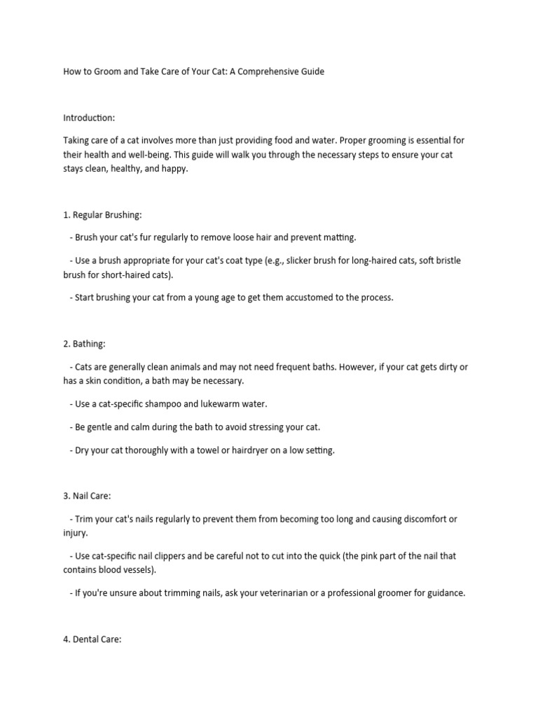 Cat Grooming & Care Guide | PDF | Oral Hygiene | Animals And Humans