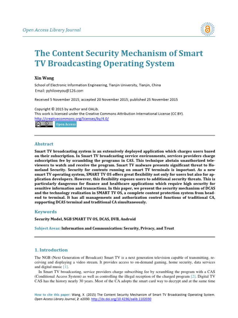The Content Security Mechanism of Smart TV Broadcasting Operating ...