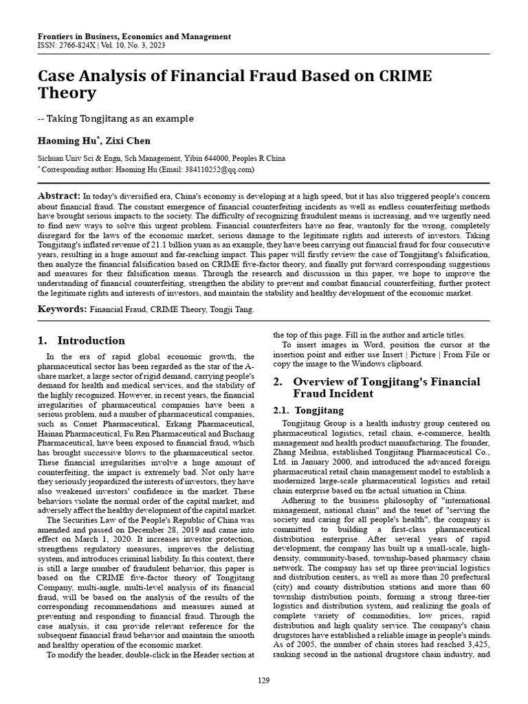 Case - Analysis - of - Financial - Fraud - Based - On - CRIME - TH 2 ...