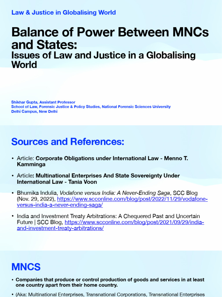 MNCs vs States: Legal Power Dynamics | PDF | International Law ...