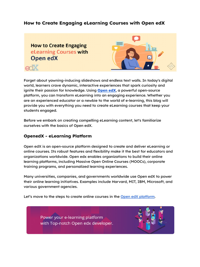 How To Create Engaging ELearning Courses With Open EdX | PDF | Educational Technology | Learning