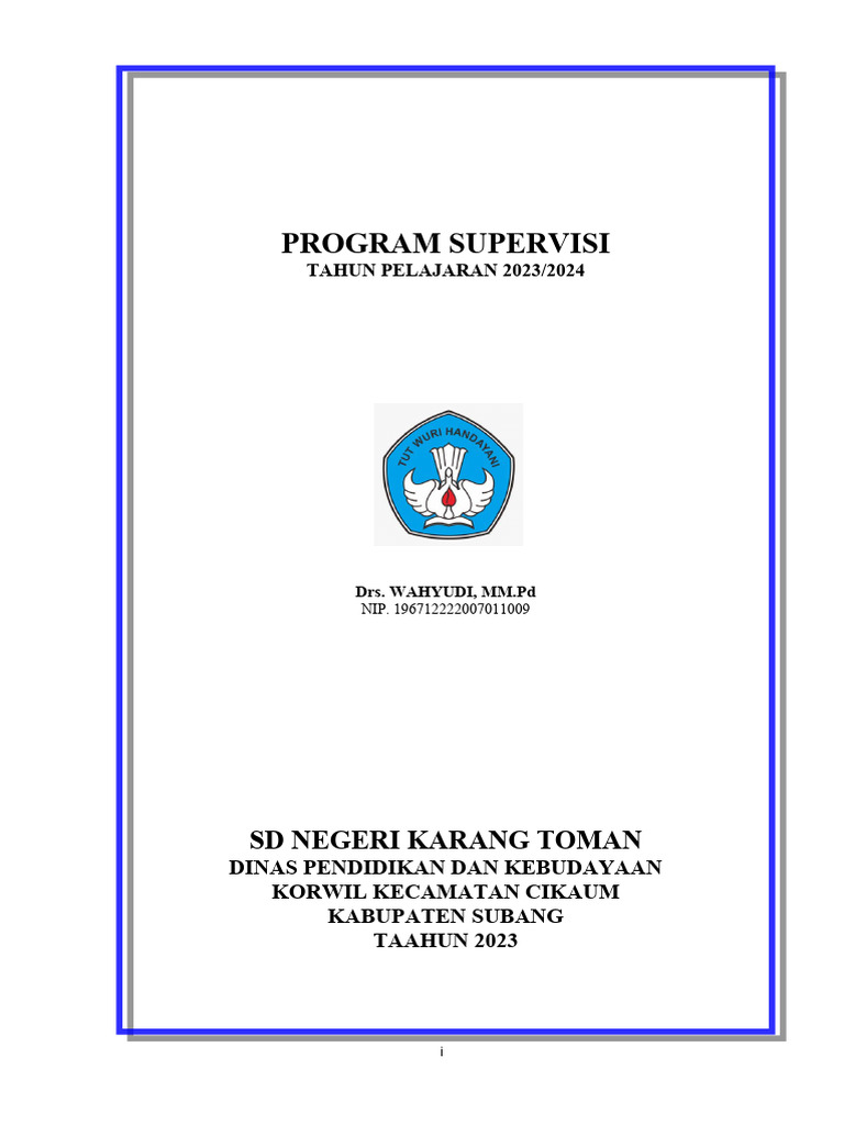 Program Supervisi SD Karang Toman 2023/2024 | PDF