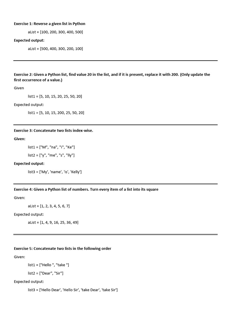 Python List Exercise | PDF | Computer Programming | Software Engineering