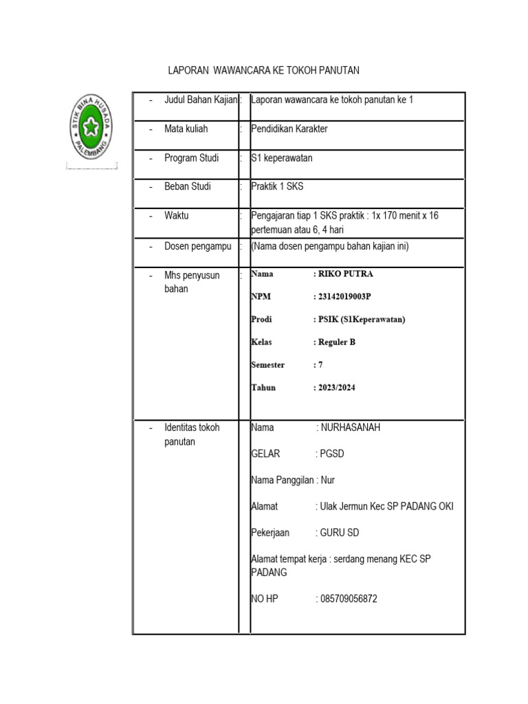 Laporan Wawancara Ke Tokoh Panutan Riko Putra | PDF