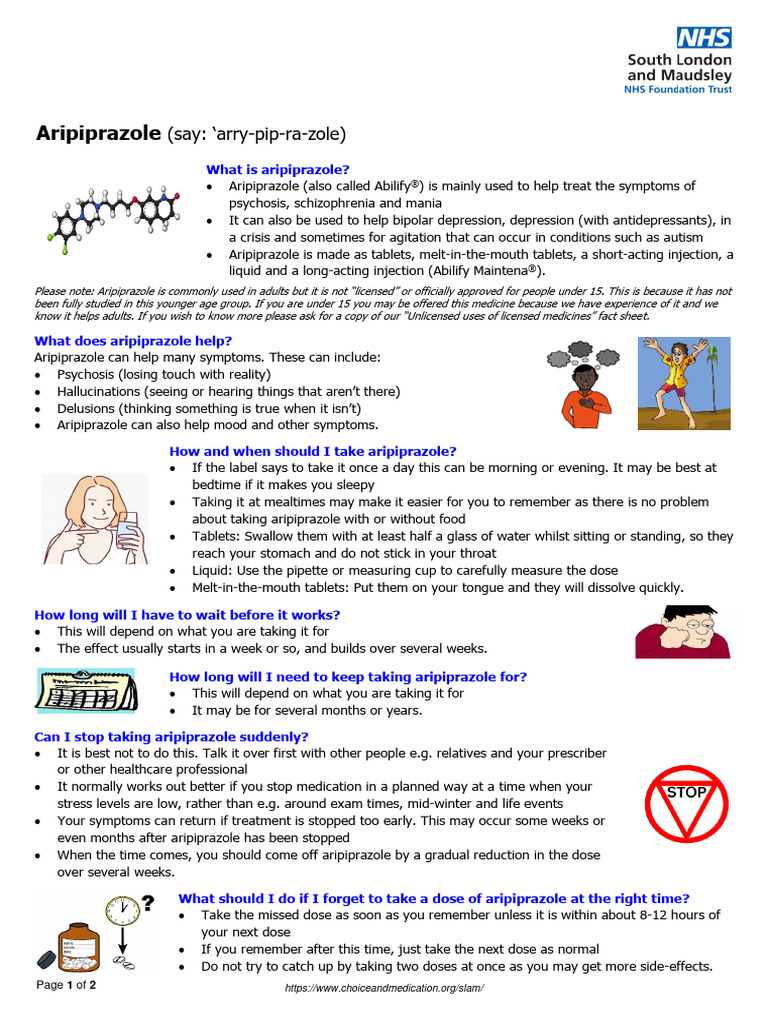 Aripiprazole Information Sheet | PDF | Medicine | Causes Of Death