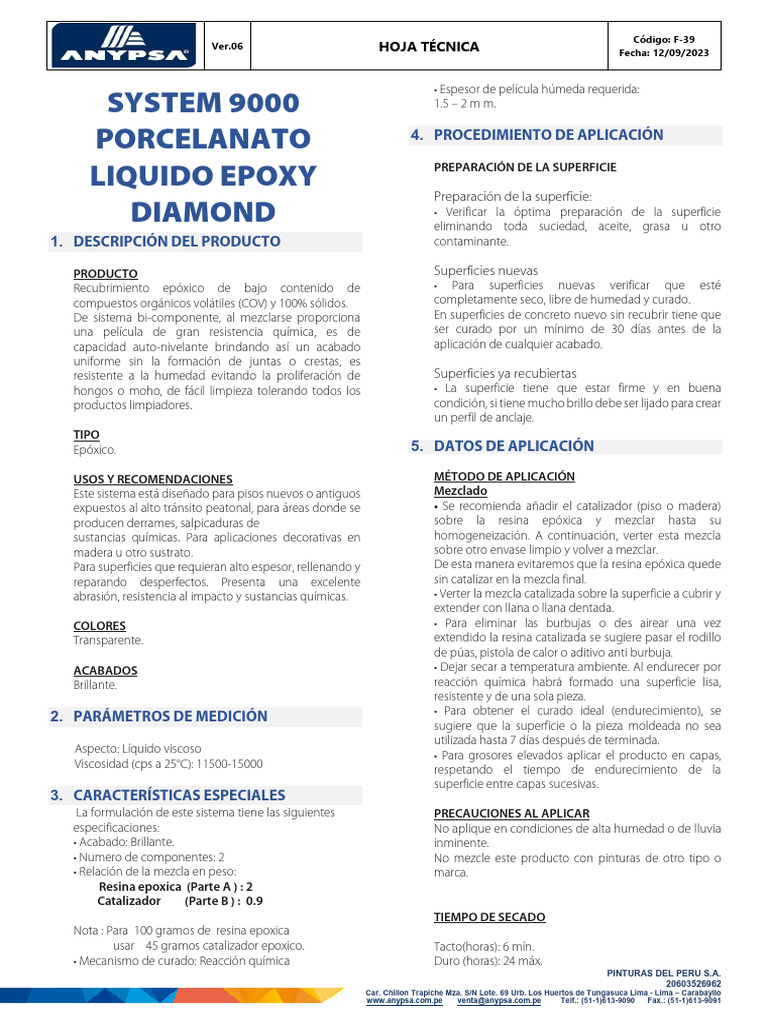 System 9000 Porcelanato Epoxy Diamond | PDF | Epoxy | Viscosidad