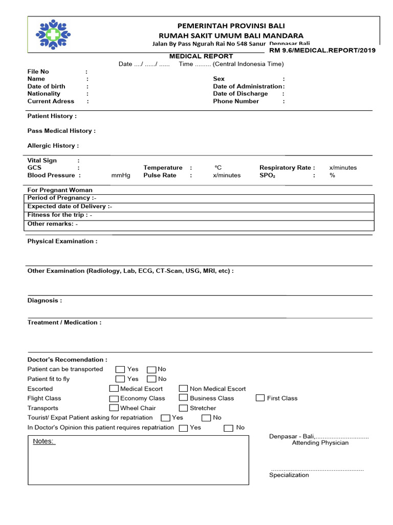 Form_Medical Report | PDF | Bali | Health Sciences