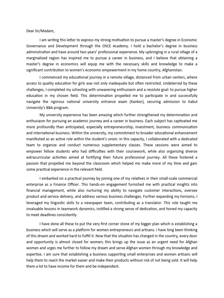 Motivation Letter | Download Free PDF | Empowerment | Entrepreneurship